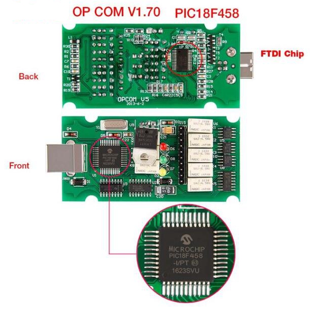 OPCOM V5 with original PIC18F458 chip – Agile